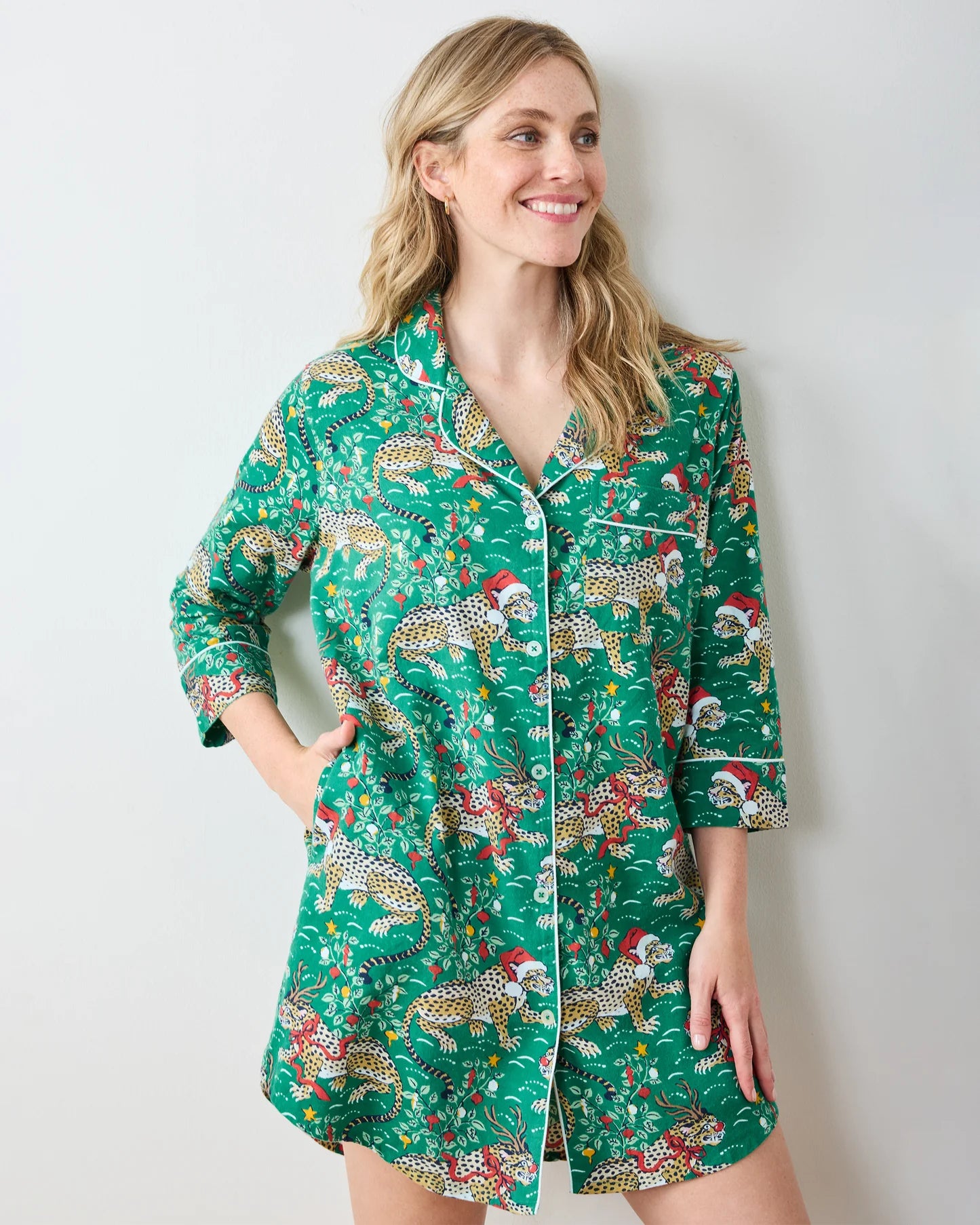 Printfresh Lightweight Flannel Sleep Shirt in Very Merry Bagheera ...