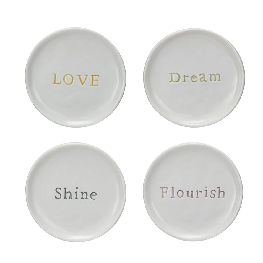 Creative Co-Op Dish with Embossed Words – Sunset & Co.