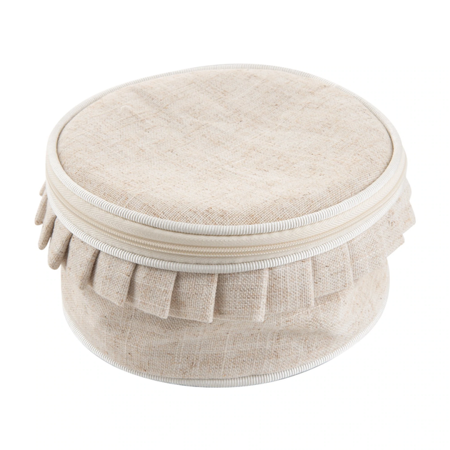 White Linen Round Jewelry Case – Sunset & Co.