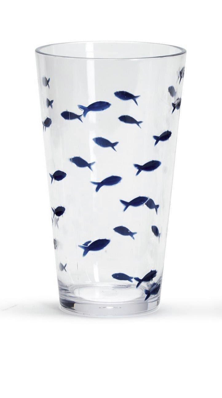 Two's Company - Water's Edge Blue Fish Drinking Glass - Highball ...