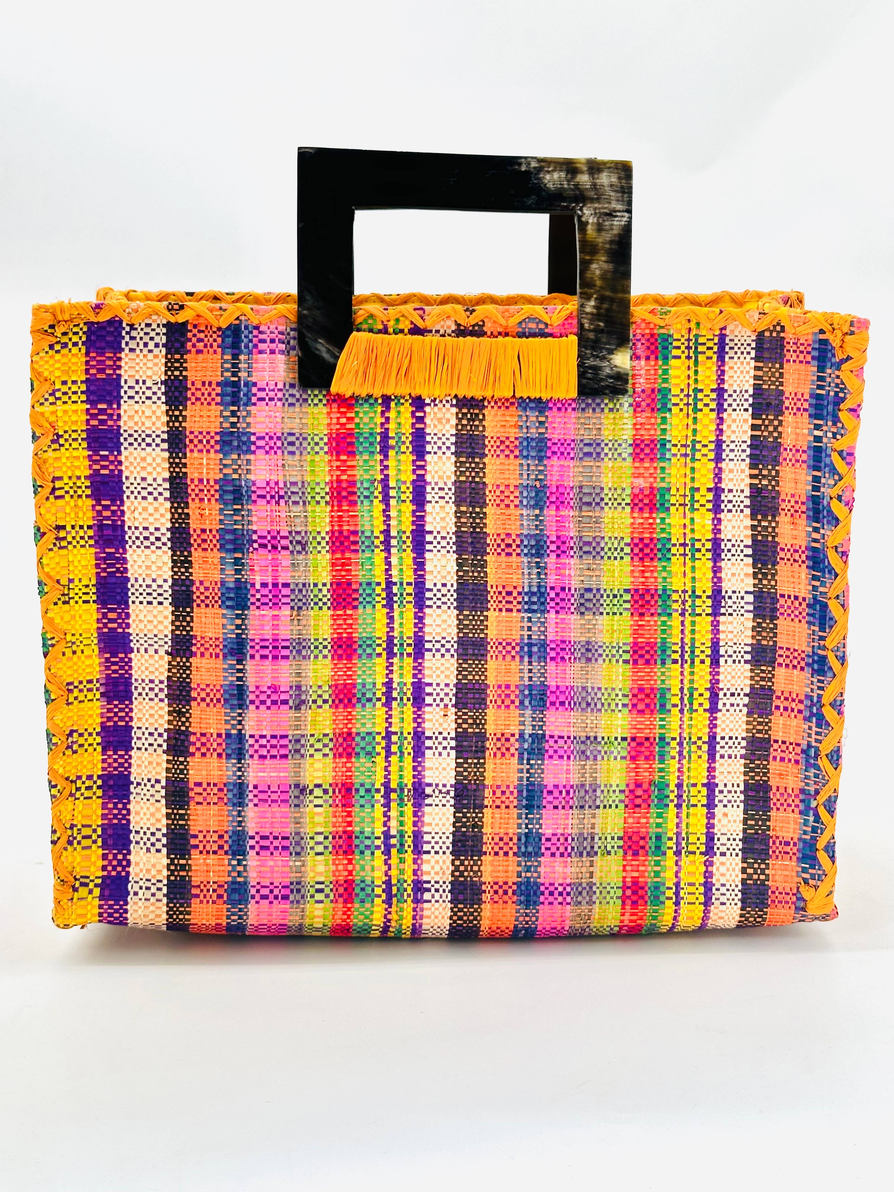 Shebobo - Stevie Square Straw Handbag - Whidby Gingham – Sunset & Co.